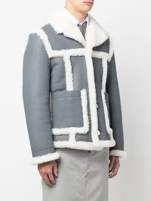 Thom Browne Shearling-trim Flight Jacket - Grey