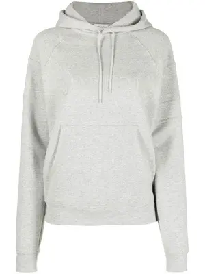 Saint Laurent Embroidered Logo Hoodie - Grey
