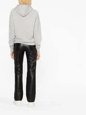 Saint Laurent Embroidered Logo Hoodie - Grey