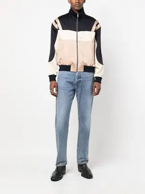 Saint Laurent Panelled Zip-up Bomber Jacket - Neutrals