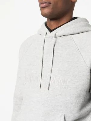 Saint Laurent Embroidered-logo Cotton Hoodie - Grey