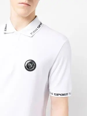 PLEIN SPORT Logo-patch Short-sleeved Polo Shirt - White