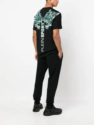 PLEIN SPORT Tiger-print Short-sleeved T-shirt - Black