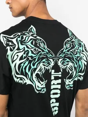 PLEIN SPORT Tiger-print Short-sleeved T-shirt - Black