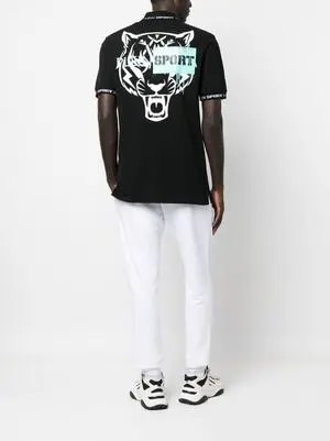 PLEIN SPORT Tiger-print Short-sleeved Polo Shirt