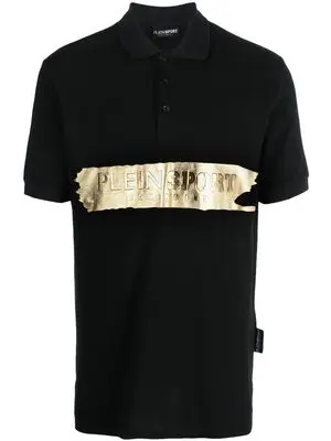 PLEIN SPORT Logo-print Short-sleeved Polo Shirt - Black