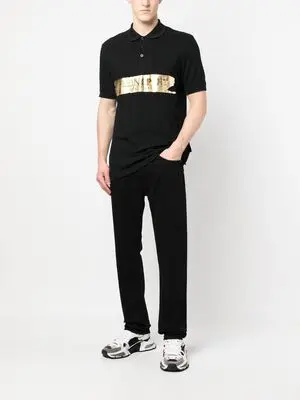PLEIN SPORT Logo-print Short-sleeved Polo Shirt - Black