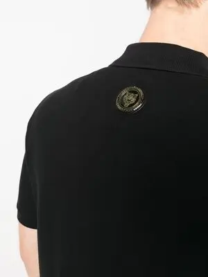 PLEIN SPORT Logo-print Short-sleeved Polo Shirt - Black
