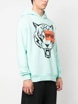 PLEIN SPORT Tiger-motif Long-sleeved Hoodie