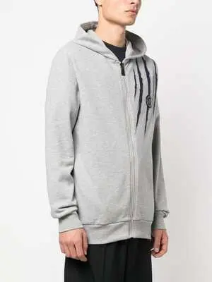 PLEIN SPORT Scratch-print Zipped Hoodie - Grey