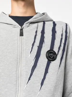PLEIN SPORT Scratch-print Zipped Hoodie - Grey