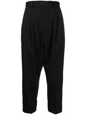 Yohji Yamamoto Wool Cropped Tapered Trousers