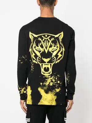 PLEIN SPORT Paint Splatter-print Long-sleeved T-shirt