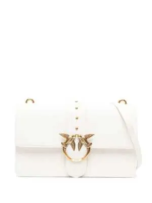 Pinko Love One Classic Leather Crossbody Bag - Neutrals