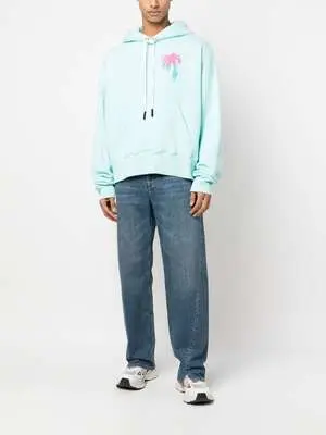 Palm Angels I Love Pa Printed Hoodie - Blue