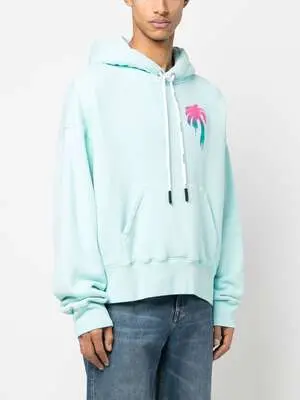 Palm Angels I Love Pa Printed Hoodie - Blue