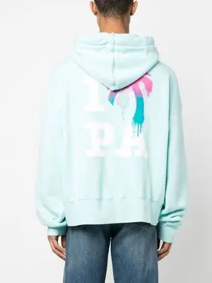 Palm Angels I Love Pa Printed Hoodie - Blue