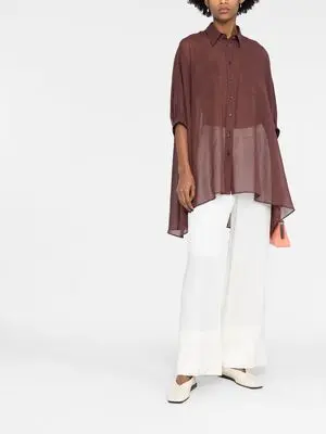 Brunello Cucinelli Semi-sheer Asymmetric Hem Blouse