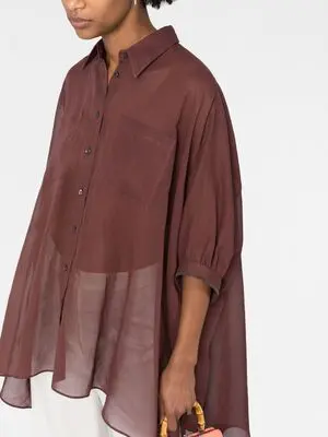 Brunello Cucinelli Semi-sheer Asymmetric Hem Blouse