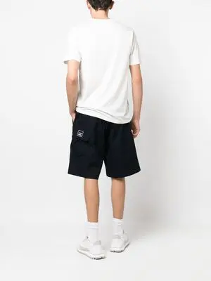 C.P. COMPANY Logo-print Belted-waist Shorts - Blue