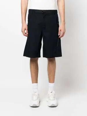 C.P. COMPANY Logo-print Belted-waist Shorts - Blue