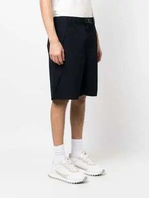 C.P. COMPANY Logo-print Belted-waist Shorts - Blue