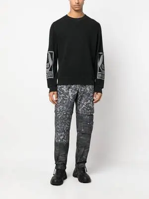 DIESEL® Logo Print Chunky-knit Jumper - Black
