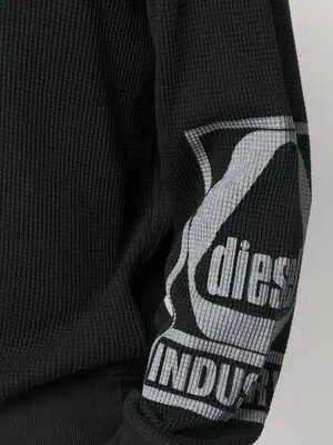 DIESEL® Logo Print Chunky-knit Jumper - Black