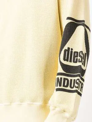 DIESEL® Logo Embroidered Chunky-knit Jumper - Yellow