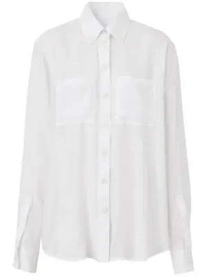 Burberry Ekd-embroidered Silk Shirt - White