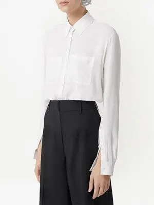 Burberry Ekd-embroidered Silk Shirt - White