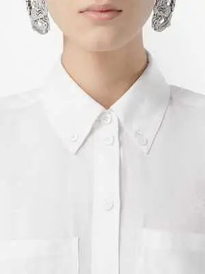 Burberry Ekd-embroidered Silk Shirt - White