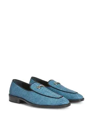GIUSEPPE ZANOTTI Archibald Snakeskin-effect Leather Loafers - Blue