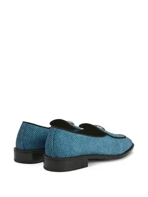 GIUSEPPE ZANOTTI Archibald Snakeskin-effect Leather Loafers - Blue