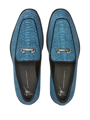GIUSEPPE ZANOTTI Archibald Snakeskin-effect Leather Loafers - Blue