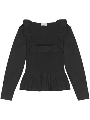 GANNI Cotton Poplin Smock Blouse