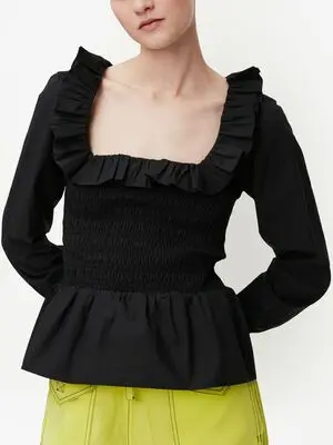 GANNI Cotton Poplin Smock Blouse