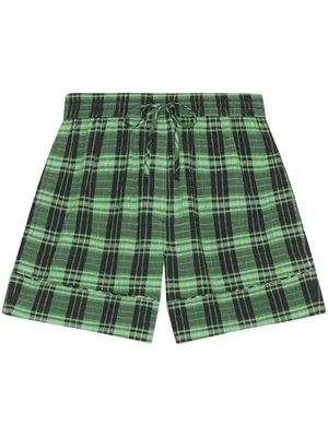 GANNI Plaid-check Drawstring Shorts