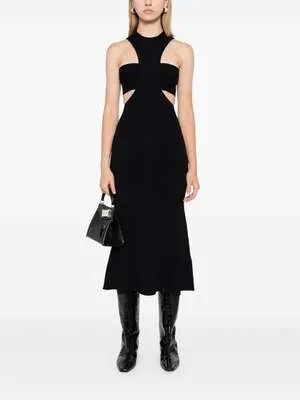Alexander McQueen Slashed Harness Midi Dress - Black