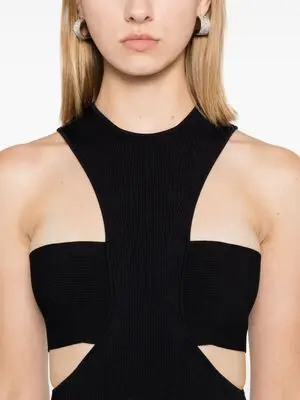 Alexander McQueen Slashed Harness Midi Dress - Black