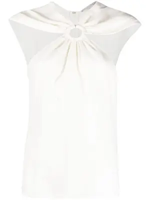 Stella McCartney Ring-hardware Cold-shoulder T-shirt - White