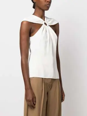 Stella McCartney Ring-hardware Cold-shoulder T-shirt - White