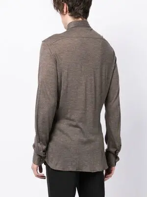 LARDINI Button-front Long-sleeved Polo Shirt - Brown