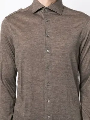 LARDINI Button-front Long-sleeved Polo Shirt - Brown