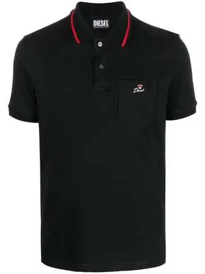 DIESEL® Embroidered-logo Polo Shirt - Black