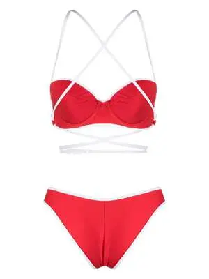 NOIRE SWIMWEAR Balconette Two-piece Bikini Set - Red