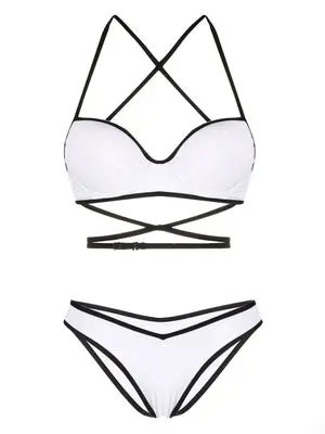 NOIRE SWIMWEAR Crossover-straps Balconette Bikini Set - White