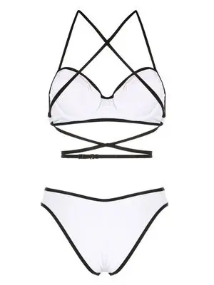 NOIRE SWIMWEAR Crossover-straps Balconette Bikini Set - White