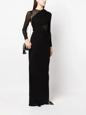 Saint Laurent Sheer-panel Draped Gown
