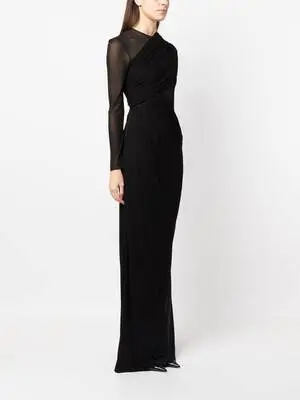 Saint Laurent Sheer-panel Draped Gown